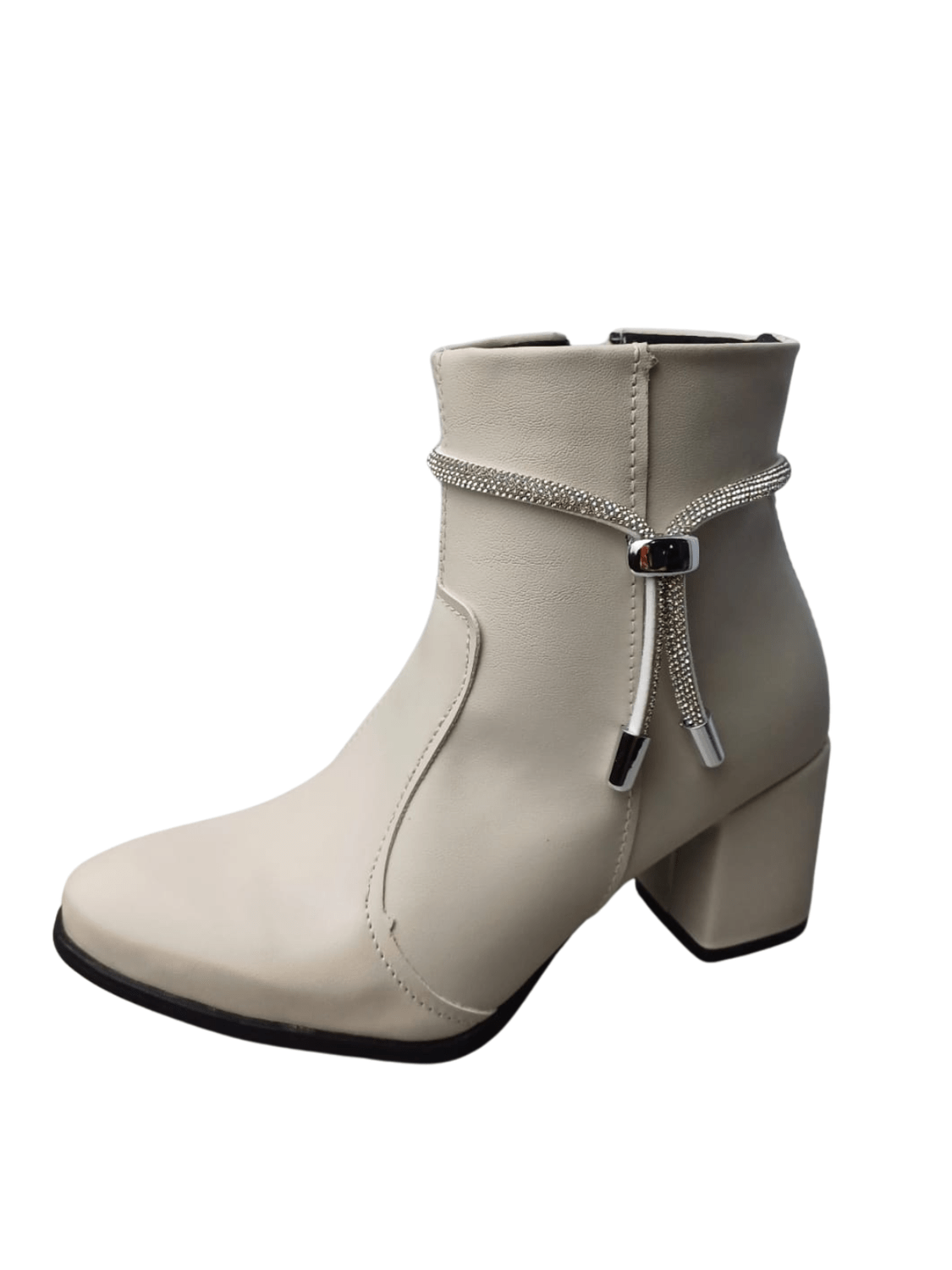 Bota Feminina Marina Carvalho Off White Salto Bloco - Berti Store